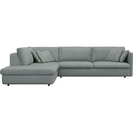 Ecksofa FLEXLUX "Lovane, elegant und zeitlos, bequem, L-Form", blau (sky blau), B:328cm H:84cm T:272cm, 62% Polyester/14% Cotton/7% Linen, Sofas, Ecksofa, Weich & anschmiegsam, gro&szlig;e Sitztiefe auf Kaltschaum, Dekokissen inkl.
