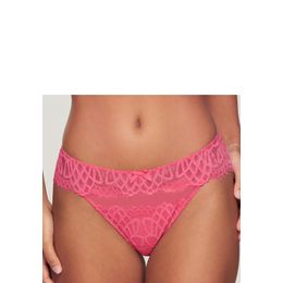 String Lascana "Cara", Damen, Gr. 44/46, pink, Spitze, Obermaterial: 87% Polyamid, 13% Elasthan, k&ouml;rpernah, Unterhosen String, aus dezent transparenter Spitze, anteilig aus recyceltem Material