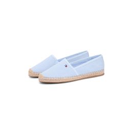 Espadrille Tommy Hilfiger "FLAG CANVAS ESPADRILLE", Damen, Gr. 37, hellblau, Baumwolle, unifarben, Schuhe Espadrille, Slipper,Flats,Bequemschuh mit Jutebezug und Ziern&auml;hten, schmale Form