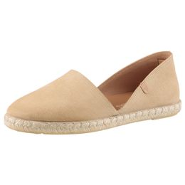 Espadrille VERBENAS "CARMEN SERRAJE", Damen, Gr. 38, beige (sand), Veloursleder, Schuhe Espadrille, Schlupfschuh, Sommerschuh, Loafer mit typischem Jute-Rahmen, Topseller