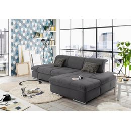 Ecksofa "SO4100 V", grau, B:284cm H:80cm T:190cm, SET ONE BY Musterring, Sofas, Ecksofa, mit verstellbaren Kopfteilen, wahlweise mit Funktionen, Cord-Bezug