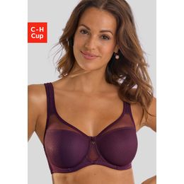 Minimizer-BH Nuance, Damen, Gr. 95, Cup H, lila (aubergine), Netz, Obermaterial: 79% Polyamid, 15% Polyester, 6% Elasthan, BHs Minimizer-BH, mit B&uuml;gel und transparenten Netzeins&auml;tzen im Obercup