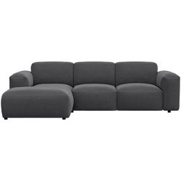 Ecksofa FLEXLUX "Lucera Chaislongue rechts oder links, L-Form, bequem", grau (dervit grau), B:251cm H:73cm T:171cm, 100% Polyester, Sofas, Ecksofa, modern & anschmiegsam, Kaltschaum, Stahl-Wellenunterfederung