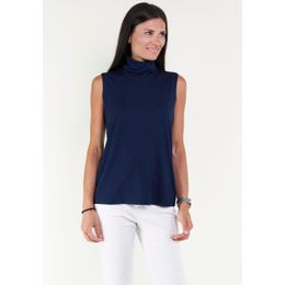 Tanktop Seidel Moden, Damen, Gr. 42, blau (navy), Jersey, Obermaterial: 95% Viskose, 5% Elasthan, unifarben, figurumspielend h&uuml;ftbedeckend, Rundhals, Tops Tanktop, MADE IN GERMANY