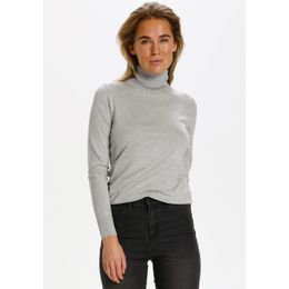 Rollkragenpullover Saint Tropez "J2046, MilaSZ Rollneck", Damen, Gr. S, grau (pearl grau mel ange), Strick, Obermaterial: 80% Viskose, 20% Polyamid, unifarben, normal normal, Rundhals, Rippb&uuml;ndchen, Pullover Rollkragenpullover, Viskosemischung, Classic fit
