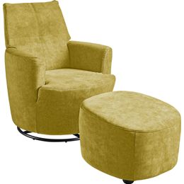 Relaxsessel "SO 1450", gelb (currygelb fzr 105), B:80cm H:96cm T:88cm, Samtstoff FZR (100% Polyester), SET ONE BY Musterring, Sessel, Relaxsessel, mit Dreh- und Wippfunktion, inklusive Hocker