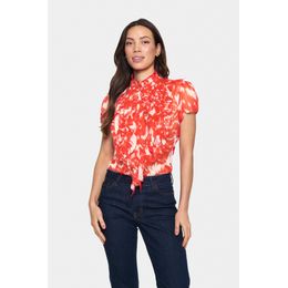 R&uuml;schenbluse Saint Tropez "LiljaSZ Crinkle SS Shirt", Damen, Gr. XL, orange (poinciana water blooms), Web, Obermaterial: 100% Polyester, gebl&uuml;mt, regular fit normal, Blusen R&uuml;schenbluse, Kunstfaser, Regular fit