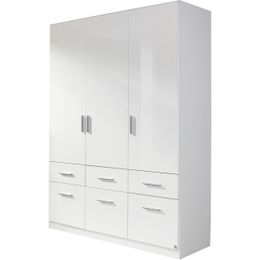 Dreht&uuml;renschrank Rauch "Kleiderschrank Schrank Garderobe Schlafzimmerschrank CELLE", wei&szlig; (alpinwei&szlig;, hochglanz wei&szlig;, griffe alu), B:136cm H:197cm T:54cm, Holzwerkstoff, Schr&auml;nke, Dreht&uuml;renschrank, in 4 Breiten und 2 H&ouml;hen, optional mit Schubk&auml;sten MADE IN GERMANY