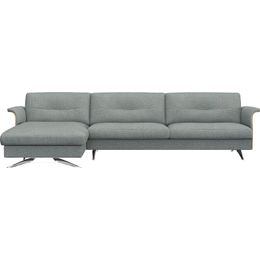 Ecksofa FLEXLUX "Glow Designsofa, bequem und komfortabel durch hochwertigen Sitzaufbau", blau (sky blau), B:305cm H:81cm T:158cm, 62% Polyester/17%Baumwolle/14%Viscose/7%Leinen, Sofas, Ecksofa, L-Form, Modernes skandinavisches Design