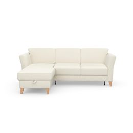 Sit & More Ecksofa SIT & MORE "Visby L-Form", beige (linen), B:248cm H:87cm T:162cm, Sofas, Ecksofa, Wahlweise mit Bettfunktion und Bettkasten, frei im Raum stellbar