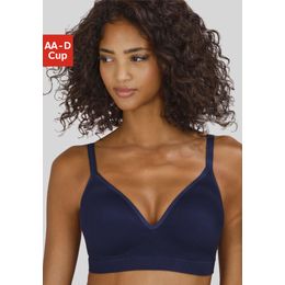Push-up-BH Lascana "COMFY BRA", Damen, Gr. 80, Cup B, blau (marine), Piqu&eacute;, Obermaterial: 50% Baumwolle, 33% Polyamid, 14% Polyester, 3% Elasthan, Basic, BHs Push-up-BH, ohne B&uuml;gel aus Baumwolle, Basic Dessous, Topseller