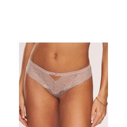 String Lascana "Alana", Damen, Gr. 44/46, beige (sand), Obermaterial: 56% Polyamid, 32% Seide, 12% Elasthan, Unterhosen String, mit hohem Seidenanteil und edler Spitze