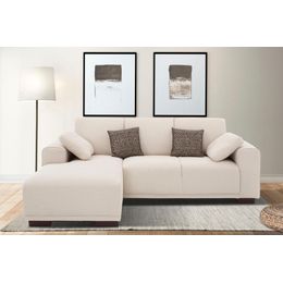 Ecksofa Home Affaire "BORNHOLM L-Form, B: 234 cm - OTTO. Verl&auml;ssliche Qualit&auml;t.", beige (natur), B:234cm H:85cm T:162cm, Struktur (100% Polyester), Luxus-Microfaser (100% Polyester), Luxus-Microfaser Lederoptik (100% Polyester);100% Polyester Struktur, Sofas, Ecksofa, Recamiere links oder rechts bestellbar, Wellenfederung, inkl. 2 Kissen