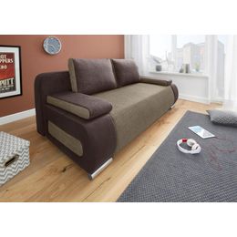 Schlafsofa Collection AB "Moritz", braun (braun, cappucino), B:200cm H:85cm T:98cm, Kunstleder SOFTLUX / Struktur ( 20% Acryl; 80% Polyester);Microfaser PRIMABELLE (100% Polyester);Microfaser PRIMABELLE (100% Polyester) / Struktur ( 20% Polyacryl; 80% Polyester), Sofas, Schlafsofa, mit Bettfunktion und Bettkasten, komfortabler Federkern