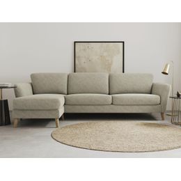 Ecksofa Home Affaire "MARSEILLE (279/152cm),L-Form, Rec. rechts/links, verschiedene Bez&uuml;ge", beige, B:279cm H:88cm T:152cm, Struktur fein (58% Polyester, 22% Polypropylen);Filzoptik (100% Polyester);Webstoff (100% Polyester), Sofas, Ecksofa, Massivholzbeine Eiche, Landhausstil, Wellenunterfederung