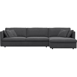 Ecksofa FLEXLUX "Lovane", grau (dervit grau), B:323cm H:84cm T:183cm, 100% Polyester, Sofas, Ecksofa, Weich & anschmiegsam, gro&szlig;e Sitztiefe auf Kaltschaum, Dekokissen inkl.
