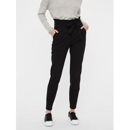 V&eacute;ro Moda Paperbag-Hose VERO MODA "VMEVA HR LOOSE PAPERBAG PANT GA NOOS", Damen, Gr. S (36), L&auml;nge 34, schwarz, Milano Rib, Obermaterial: 65% Viskose, 30% Nylon, 5% Elasthan, unifarben, loose fit kn&ouml;chellang, Hosen Paperbag-Hose
