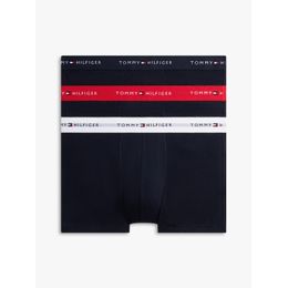 Trunk "TRUNK 3 PACK", Herren, Gr. XXL (56), 3 Stk., primary rot, desert sky, wei&szlig;, Jersey, Obermaterial: 95% Baumwolle, 5% Elasthan, Tommy Hilfiger Underwear, k&ouml;rpernah, Unterhosen Trunk, mit kontrastfarbenem Logobund