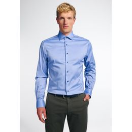 Langarmhemd Eterna "SLIM FIT", Damen, Gr. 43, Normalgr&ouml;&szlig;en, mittelblau, Twill, 4% Elasthan, 26% Polyamid, 70% Lyocell, schmal, Manschette, Hemden Langarmhemd, EASY IRON (b&uuml;gelleicht)