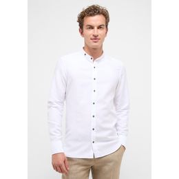 Langarmhemd Eterna "SLIM FIT", Herren, Gr. 42, Normalgr&ouml;&szlig;en, wei&szlig;, Twill, 59% Baumwolle, 41% Leinen, schmal, Manschette, Hemden Langarmhemd, EASY IRON (b&uuml;gelleicht)