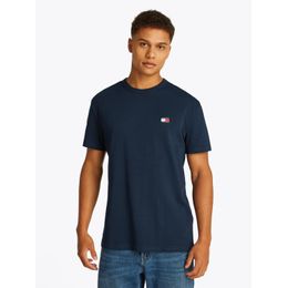 T-Shirt Tommy Jeans "TJM REG BADGE TEE EXT", Herren, Gr. XXL, blau (schwarz night navy), Single Jersey, Obermaterial: 100% Baumwolle, Basic, regular fit h&uuml;ftlang, Rundhals, abgesteppt, Shirts T-Shirt, mit Logostickerei, Topseller