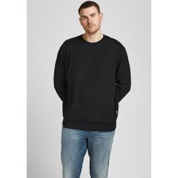 Jack & Jones PlusSize Sweatshirt "BASIC SWEAT CREW NECK", Herren, Gr. 3XL, schwarz, angeraute Sweatware, Obermaterial: 85% Baumwolle, 15% Polyester, JACK & JONES PLUSSIZE, unifarben, normal, Rundhals, B&uuml;ndchen, Sweatshirts Sweatshirt
