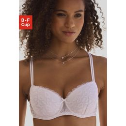 Schalen-BH Vivance, Damen, Gr. 80, Cup F, wei&szlig;, Microtouch, Obermaterial: 63% Polyamid, 27% Polyester, 10% Elasthan, BHs Schalen-BH, aus Spitze in Leo-Optik im modischen Balconnet-Schnitt, Dessous