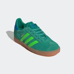 Sneaker adidas originals "GAZELLE KIDS", Damen, Gr. 37, gr&uuml;n (semi court gr&uuml;n, solar gr&uuml;n, blaubird), Leder, Schuhe Sneaker, f&uuml;r Kinder