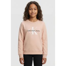 Sweatshirt Calvin Klein Jeans "CK Monogram Terry Cn", M&auml;dchen, Gr. 8 (128), spanish villa, Sweatware, Obermaterial: 100% Baumwolle, regular fit, Rundhals, Sweatshirts Sweatshirt, f&uuml;r Kinder bis 16 Jahre und mit Logodruck