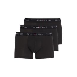 Trunk "TRUNK 3 PACK", Herren, Gr. S (48), 3 Stk., schwarz (schwarz, schwarz, schwarz), Jersey, Obermaterial: 95% Baumwolle, 5% Elasthan, Tommy Hilfiger Underwear, kontrastfarbene Details, unifarben, k&ouml;rpernah, Unterhosen Trunk, mit kontrastfarbenem Logobund