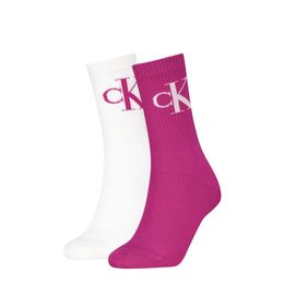 Socken Calvin Klein Jeans "CKJ WOMEN SOCK MONOGRAM", Damen, Gr. 39-42, fuchsia, Baumwollmischung, normal, Socken Socken, mit extra breitem B&uuml;ndchen, Cotton-Mix, elastisch