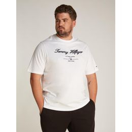 Tommy Hilfiger Big & Tall Rundhalsshirt "BT-SCRIPT LOGO TEE-B", Herren, Gr. 3XL, wei&szlig;, Single Jersey, Obermaterial: 100% Baumwolle, TOMMY HILFIGER BIG & TALL, unifarben, regular fit, Rundhals, abgerundeter Saum, Shirts Rundhalsshirt, in Gro&szlig;en Gr&ouml;&szlig;en, Logostickerei