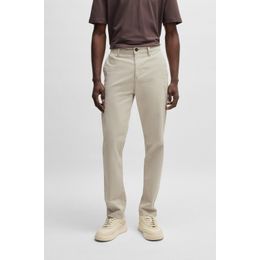 Chinohose BOSS Orange "tapered", Herren, Gr. 40, L&auml;nge 32, beige (light beige271), Web, Obermaterial: 97% Baumwolle, 3% Elasthan, unifarben, gerade, unten schmal lang, Hosen Chinohose, mit BOSS Logo hinten