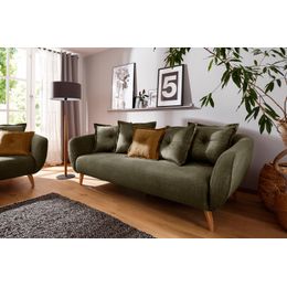 3-Sitzer Home Affaire "Baggio modern und romantisches Design, bequem", gr&uuml;n, B:236cm H:80cm T:103cm, Sofas, 3-Sitzer, Zierkissen inklusive