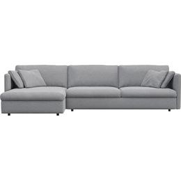 Ecksofa FLEXLUX "Lovane", grau (sophisto grau), B:323cm H:84cm T:183cm, 100% Polyester, Sofas, Ecksofa, Weich & anschmiegsam, gro&szlig;e Sitztiefe auf Kaltschaum, Dekokissen inkl.
