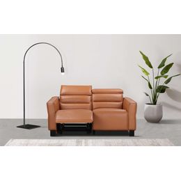 2-Sitzer Home Affaire "Carpari, 162 cm, mit manueller od. elektrischer Relaxfunktion", braun (cognac), B:162cm H:97cm T:100cm, Sofas, 2-Sitzer, (USB A/C), sowie Kopfteilverstellung