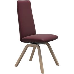 Polsterstuhl stressless "Laurel", rot (bordeaux batick, eiche natur), B:49cm H:105cm T:60cm, Leder BATICK: BATICK ist ein leicht korrigiertes, durchgef&auml;rbtes und genarbtes M&ouml;belleder, bei dem die meisten Unebenheiten und Spuren in der Regel entfernt wurden., St&uuml;hle, Polsterstuhl, High Back, Gr&ouml;&szlig;e M, mit schr&auml;ggestellten Beinen in Eiche natur