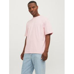 Jack & Jones Rundhalsshirt JACK & JONES "JJEURBAN EDGE TEE SS O-NECK NOOS", Herren, Gr. M, rosa (fairy tale), Jersey, Obermaterial: 100% Baumwolle, unifarben, relaxed fit taillenbedeckt, Rundhals, gerader Abschluss, Shirts Rundhalsshirt, mit Rundhalsausschnitt