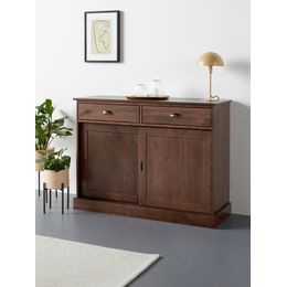 Sideboard OTTO HOME "Schr&ouml;der", braun, B:114cm H:85cm T:40cm, FSC-zertifiziertes Massivholz, Sideboards, Sideboard, Kommode, 2 Schiebet&uuml;ren, 2 Schubkasten, aus massivem Kiefernholz
