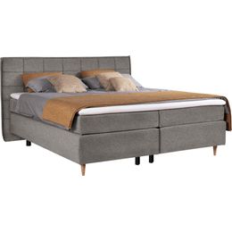 Boxspringbett Alina "Henri", grau (staubgrau tmd 29), B:200cm L:208cm, Struktur TMD (100% Polyester), Komplettbetten, Boxspringbett, inklusive Matratze und Topper, in diversen Ausf&uuml;hrungen