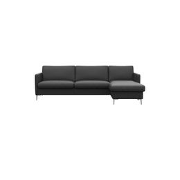 Ecksofa FLEXLUX "Fiore, super Sitzkomfort durch Kaltschaum im Sitz, L-Form", schwarz (deep schwarz), B:247cm H:85cm T:92cm, 100% Echteder, Sofas, Ecksofa, schmale Armlehnen, F&uuml;&szlig;e Alu