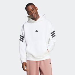 Kapuzensweatshirt adidas Sportswear "M FI 3S HD", Damen, Gr. XL, wei&szlig;, Obermaterial: 67% Polyester, 33% Baumwolle, normal, Rundhals, Sweatshirts Kapuzensweatshirt