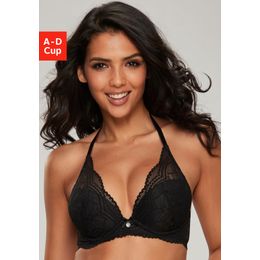 Neckholder-BH Nuance "Vivianna", Damen, Gr. 85, Cup D, schwarz, Microtouch, Obermaterial: 60% Polyamid, 35% Polyester, 5% Elasthan, BHs Neckholder-BH, mit verschiedenen Tragevarianten, mit floraler Spitze, Dessous