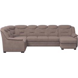 Wohnlandschaft COTTA "Marcus U-Form", braun (mud), B:330cm H:99cm T:211cm, 100% Polyester, Sofas, Wohnlandschaft, wahlweise mit Bettfunktion & Stauraum