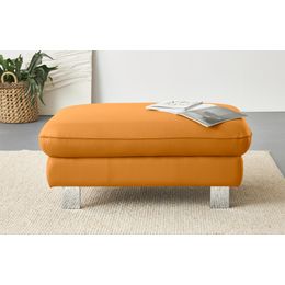 Hocker COTTA "Driver", braun (amber), B:101cm H:46cm T:65cm, 100% Echtleder, Hocker, Hocker, mit edlen Metallf&uuml;&szlig;en
