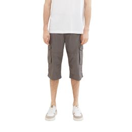 Shorts Tom Tailor, Herren, Gr. 31, N-Gr, grau (grau geometric structure), Obermaterial: 100% Baumwolle, unifarben, regular fit kniebedeckend, Hosen Shorts, mit Logo Print
