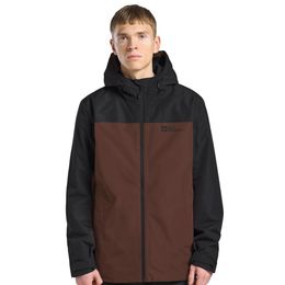 3-in-1-Funktionsjacke Jack Wolfskin "TAUBENBERG 3IN1 JKT M", Herren, Gr. XXL, braun (hot choc), Obermaterial: 100% Polyester, normal, hoch geschlossener Ausschnitt, mit verstellbarem Klettverschluss, Jacken 3-in-1-Funktionsjacke, 3in1, wasserdicht, winddicht, &Uuml;bergangsjacke