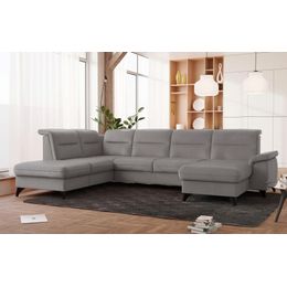Sit & More Wohnlandschaft SIT & MORE "Astoria U-Form", grau (hellgrau), B:329cm H:91cm T:225cm, 100% Polyester, Sofas, Wohnlandschaft, wahlweise mit motorischer Relaxfunktion