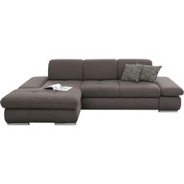 Ecksofa "SO4100 V", braun (schlamm), B:284cm H:80cm T:190cm, SET ONE BY Musterring, Sofas, Ecksofa, mit verstellbaren Kopfteilen, wahlweise mit Funktionen, Cord-Bezug