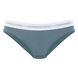 Bikinislip Copenhagen Studios, Damen, Gr. XS (34), teal, Single Jersey, Obermaterial: 50% Modal (TENCEL&trade;), 45% Baumwolle, 5% Elasthan (LYCRA), unifarben mit Farbeinsatz, k&ouml;rpernah, Unterhosen Bikinislip, mit elastischem Logobund
